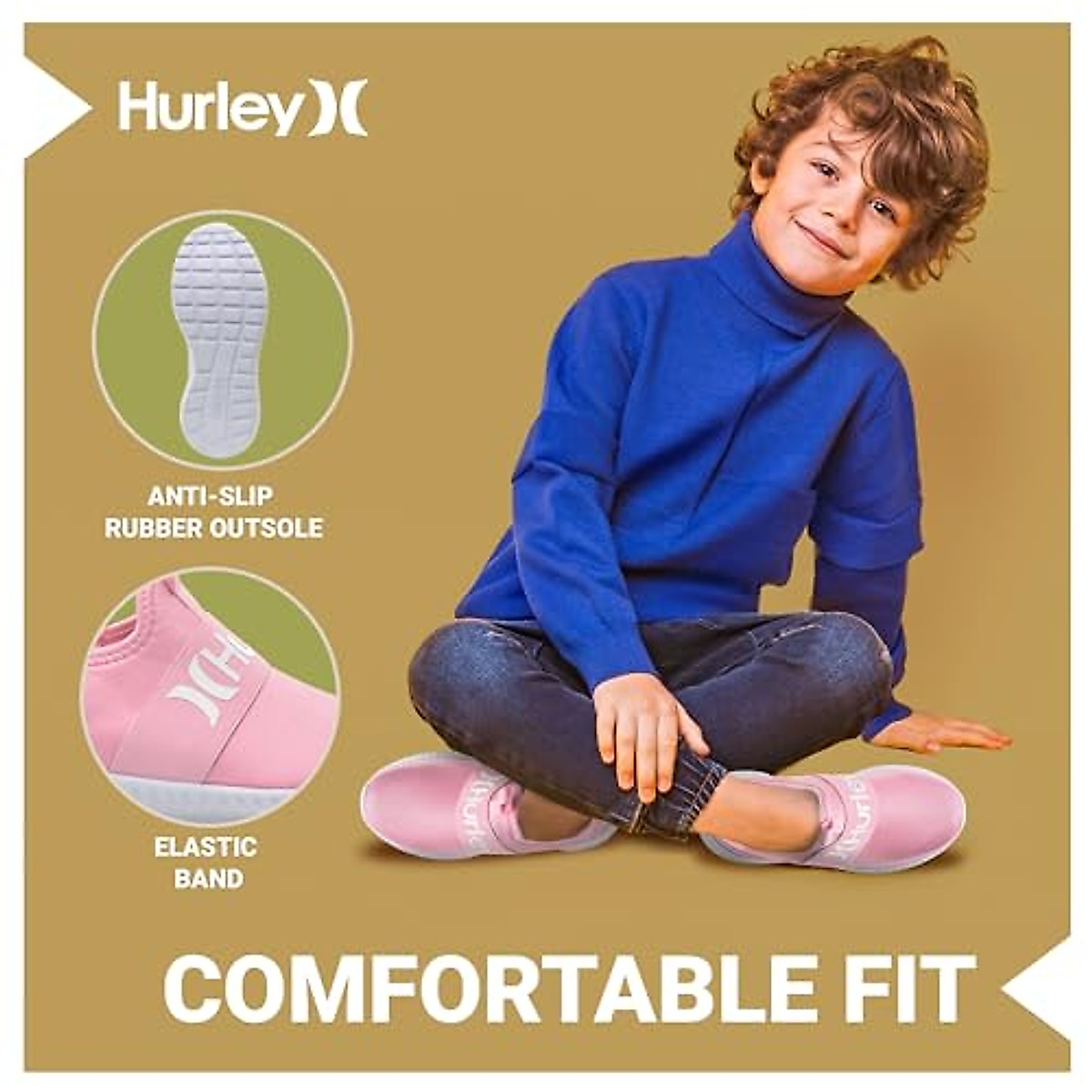 Hurley Camby Kids Slip On Canvas Sneakers – Low Cut Skateboarding Shoes for Kids, Running, Walking, Breathable Sports Shoes for Boys and Girls, Pink
