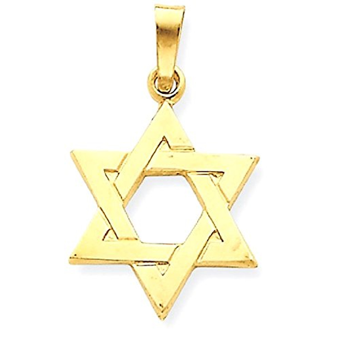 14K Yellow Gold Star of David Jewish Magen Necklace Judaica Religious Pendant Israel Charm 23mm x 13mm Only
