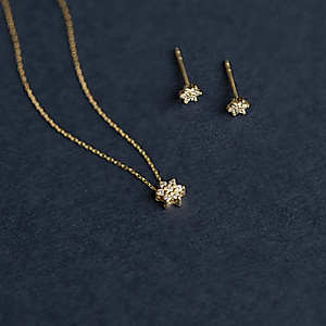 GELIN Diamond Daisy Flower Stud Earrings in 14k Solid Gold for Women Valentine's Day Jewelry Gift