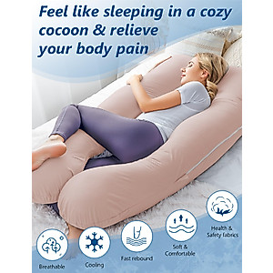 Meiz Cooling Pregnancy Pillows for Sleeping, Maternity Body Pillow for Pregnant Woman, U Shaped, with Cooling Jersey Cover