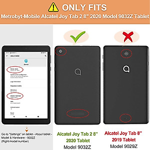 KuRoKo Slim Light Cover Trifold Stand Hard Shell Case for Alcatel Joy Tab 2 8.0" (9032Z) / Verizon TCL Tab 8 (9038s)-NOT for TCL TAB 8 LE