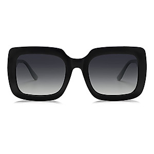 SOJOS Retro Nude Square Polarized Sunglasses for Women Trendy 90s Rectangle Sun Glasses UV400 Shades SJ2219 with Black/Gradient Grey Lens