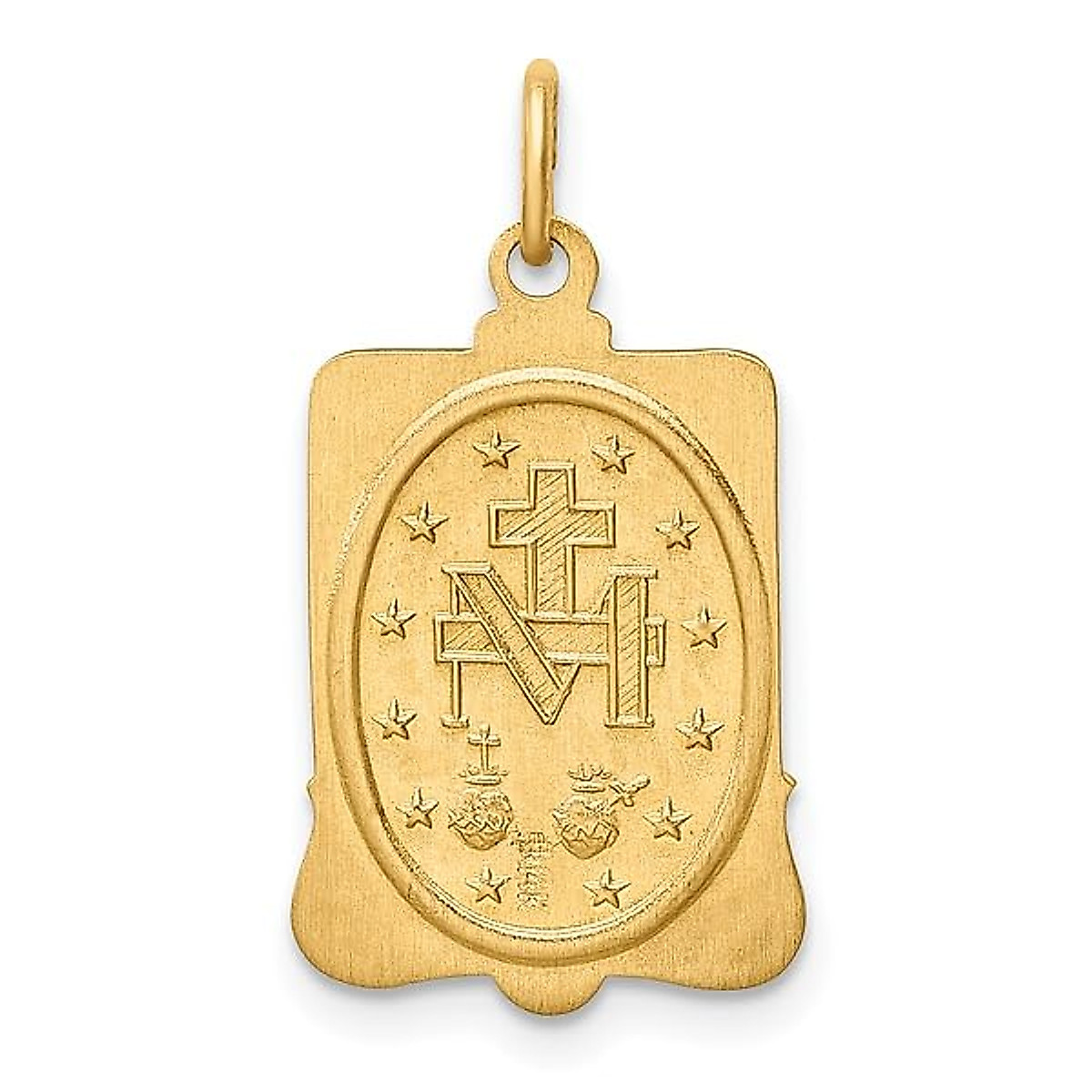 IceCarats 14K Yellow Gold Rectangle Our Lady of Miraculous Medal Blessed Virgin Mary Necklace Charm Pendant 24mm x 13.25mm Only