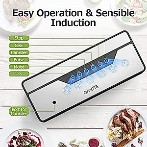 OMOTE Vacuum Sealer Machine, Dry, Moist & Pulse Modes for Food Storage, Handheld Portable Design, Easy to Operate with Built-in Cutter, Paper Bag Storage and Starter Kit