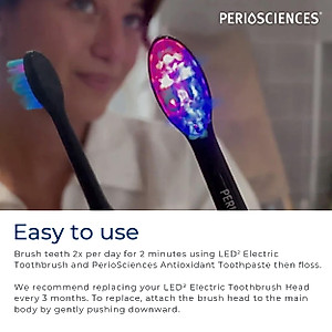 PerioSciences LED² Electric Toothbrush – 4 Brush Mode Rechargeable Toothbrush Light Therapy for Oral Care – Teeth Whitening