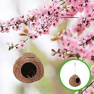VILLCASE Outdoor Toys Bird Natural Shell Bird House Parakeet Budgie Cockatiel Finch Sparrows Breeding Nesting Bird Aviary Cage Box -Pecking Bite (Chain Style) Outdoor Playset