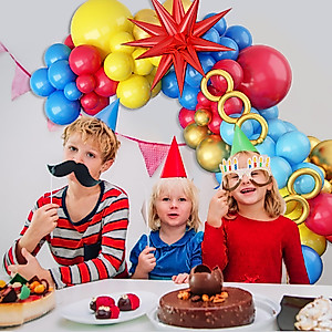 Balloon Arch Kit, Red Blue Yellow Balloons Garland Kit with Explosion Star Foil Balloons for Cartoon Hedgehog Carnival Circus Theme Birthday Party Baby Shower Decorations