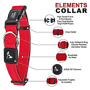 Kruz PET KZA102-18S Mesh Dog Collar for Small, Medium, Large Dogs, Adjustable Neck Collar, Soft, Lightweight, Breathable, Comfort Fit - Raspberry Pink - Small