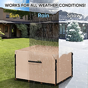 PTEROMY Waterproof Patio Table Cover, Heavy Duty 600D Canvas Patio Furniture Covers for Outdoor Dining Table and Chairs (Beige, 86''x 62'')