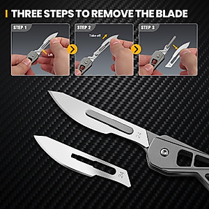 edcfans Small Pocket Knife for Men, Folding Scalpel Knife, EDC Utility Knife, Slim Razor Knife With 10 pcs # 24 Replaceable Edge Blades, Tactical Knives for Outdoor Camping Skinning Hunting