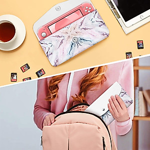 Fintie Carrying Case for Nintendo Switch Lite 2019 - Portable Travel Bag Protective Sleeve Pouch w/ Side Pocket, Game Card Slots, Holding Strap for Nintendo Switch Lite and Accessories, Marble Pink
