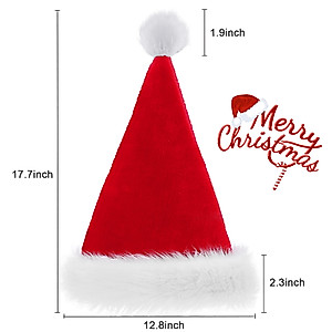 Christmas Hat Red Velvet Santa Hat Double-layer thickening Warm Comfort Unisex Holiday Xmas Hats for New Year Festive Party (Red Adults Santa Hat 1 PCS, Adults)