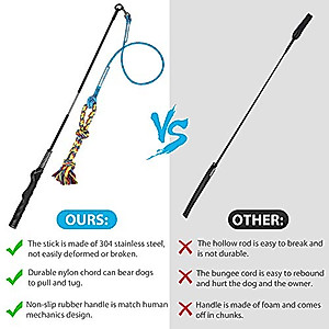 DIBBATU Flirt Pole for Dogs Interactive Dog Toys for Large Medium Small Dogs Chase and Tug of War, Dog Teaser Wand with Lure Chewing Toy for Outdoor Exercise & Training.