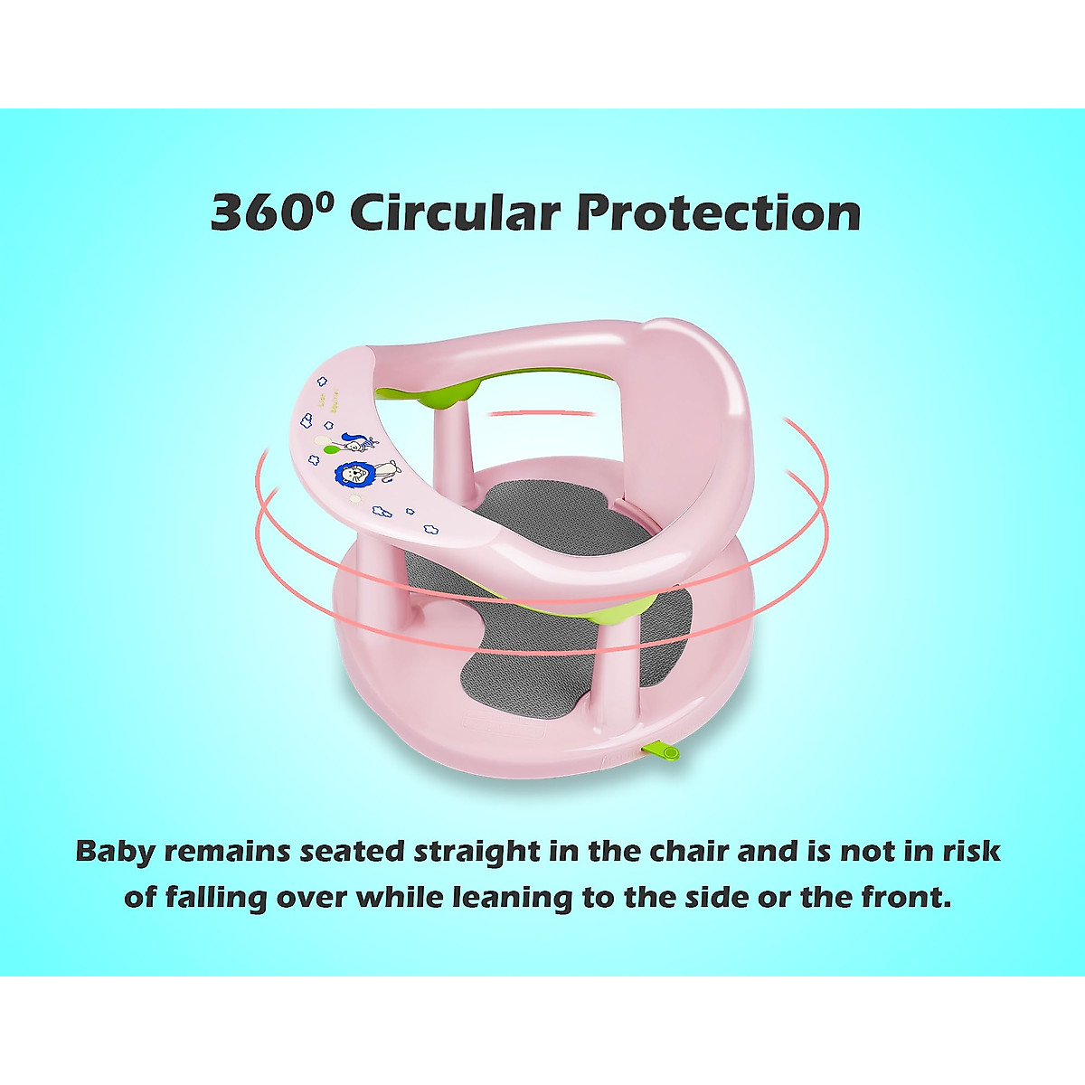 Baby Bath Seat for Babies 6 Months & Up/Integrated Non-Slip Mat/Infant Bath Seat Ring for Sitting Up in The Tub with Suction Cups (Inapplicable to Textured Tub)