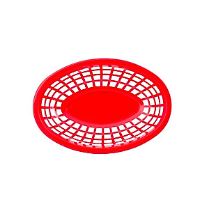 Tablecraft Red Polyethylene 7-3/4" Oval Side Order Basket