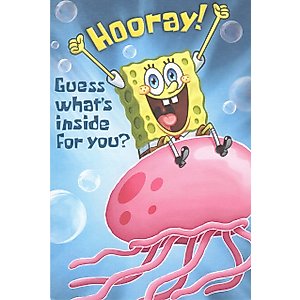 Today and Always by American Greetings SpongeBob SquarePants Happy Birthday Card - Hooray! Guess What's Inside for You? A Squishy Wish for a Super Sponge-Tacular, Happy Birthday! - Color Me