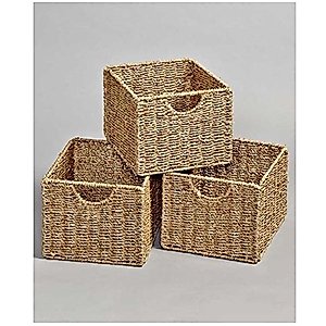 Wooden Multi Use Storage Unit Cabinet Organizer (Set of 3 Baskets)