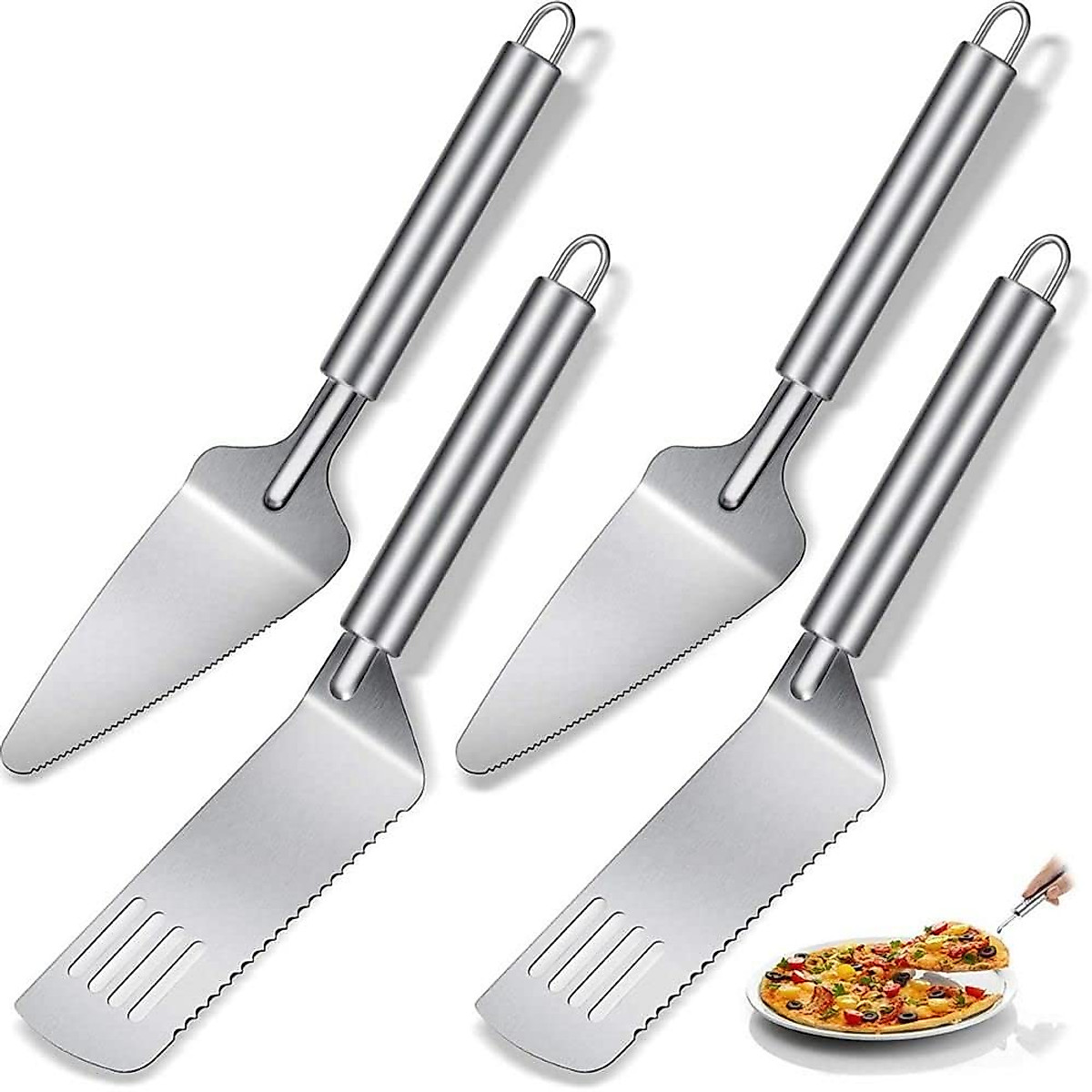 WEISHA Pie Server Stainless Steel Serrated Spatula with Comfortable Handle for Cutting and Serving Desserts Pizza Cake Baking Tools(Pie Server)
