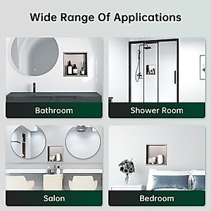 BLYLUND Shower Niche 12" x 24" NO Tile Needed,Brushed Finish Double Shelf Organizer,Stainless Steel Square Corners Wall-Inserted Niche Recessed,Modern Recessed Shower Shelf for Bathroom