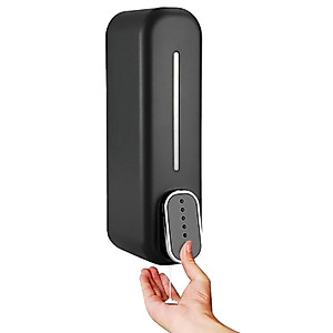 Wall Mounted Soap Dispenser 300ml Drill Free with Adhesive Manual Liquid Hand Soap Box Shower Shampoo Conditioner Dispenser for Toilet Bathroom Hotel Kitchen(Black)