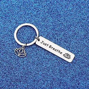 WUSUANED Breathe Lotus Keychain Yoga Jewelry Inspirational Gift for Women Girls