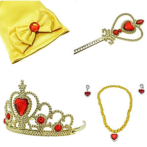 Orgrimmar Princess Dress Up accessories For Belle Gloves Princess Tiara Crown Wand Necklaces For Kids