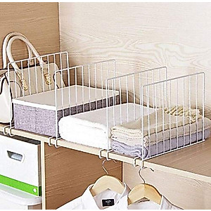 Hxytech Shelf Dividers, Set of 8 Vertical Metal Organizer Separators for Wood Shelf Wardrobe Cabinets Kitchen Office Sweater New and Improved, White