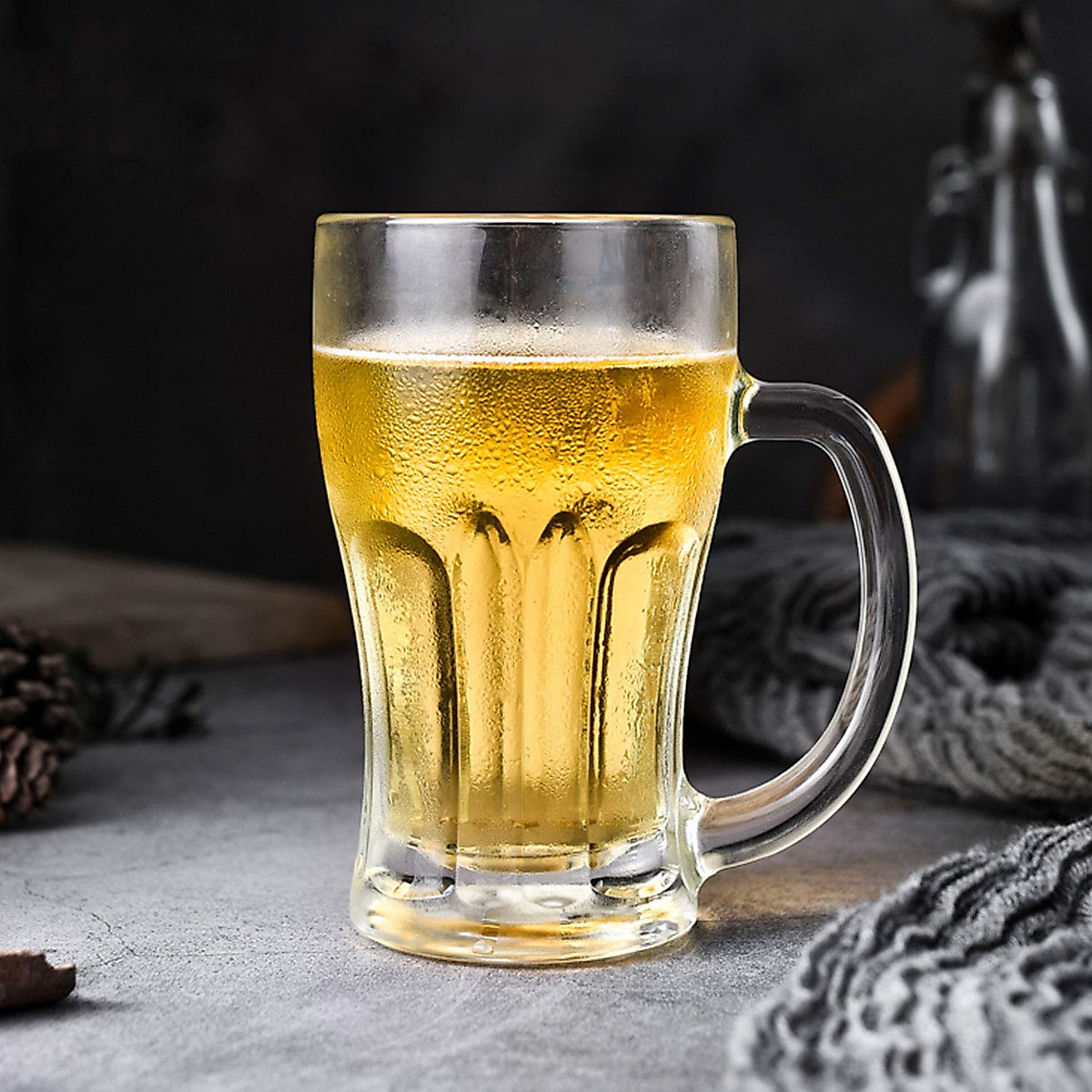 QAPPDA Beer Mugs Set,Glass Mugs With Handle 18oz,Large Beer Glasses For Freezer,Beer Cups Drinking Glasses 520ml,Pub Drinking Mugs Stein Water Cups For Bar,Alcohol,Beverages Set of 8…