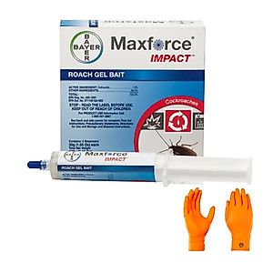MaxForce Impact Roach Gel Bait - 4 Tubes with USA Supply Gloves & Pest Identification Card - Target German, American, Oriental, Brown, and Smoky Brown Cockroaches with Confidence.
