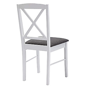 DUHOME Dining Chairs Set of 2 Wood Dining Room Chair with Cross Back, Kitchen Room Chair Side Chair, White Base with Grey Cushion