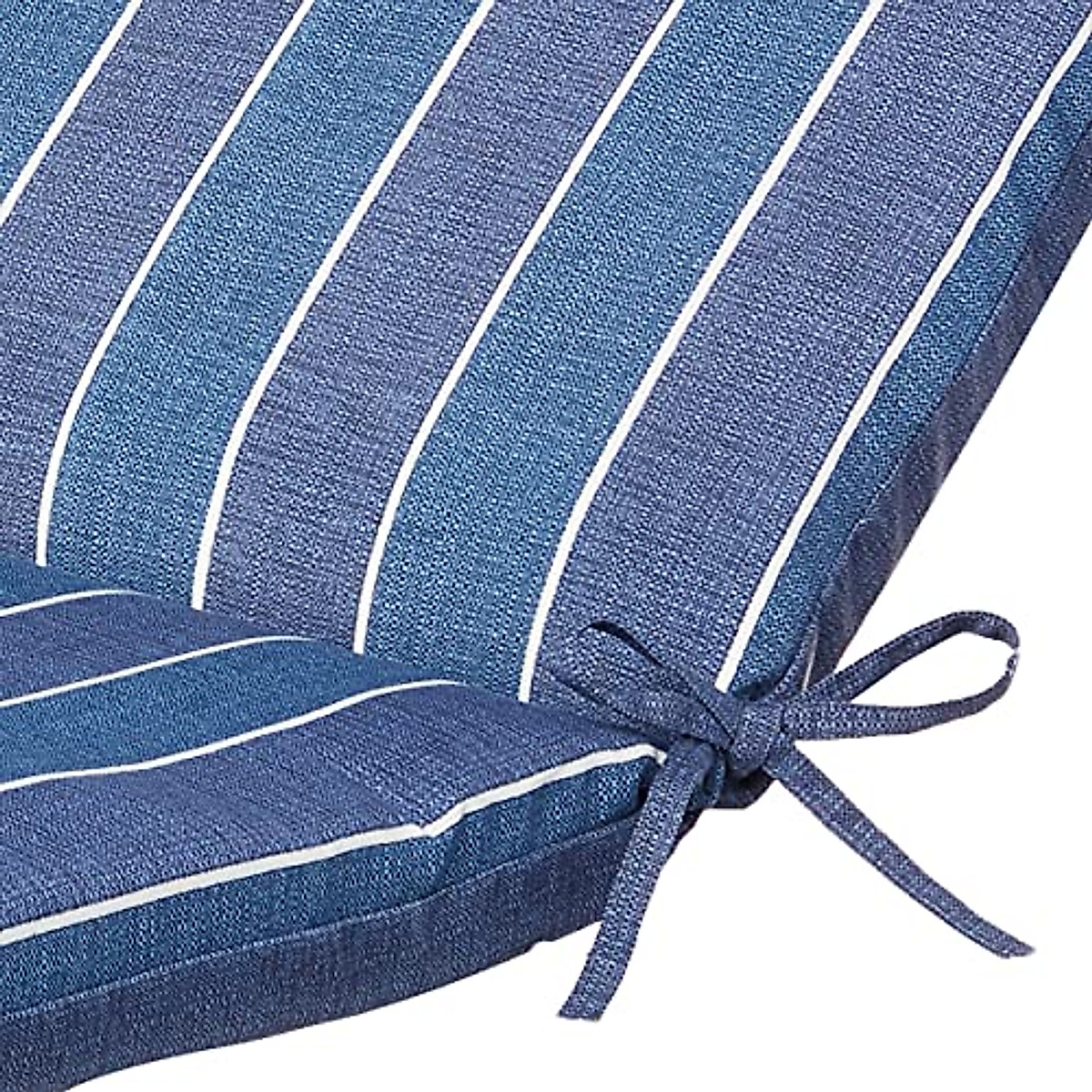 Pillow Perfect Stripe Indoor/Outdoor Split Back Chaise Lounge Cushion with Ties, Plush Fiber Fill, Weather, and Fade Resistant, 72.5" x 21", Blue/White Wickenburg, 1 Count