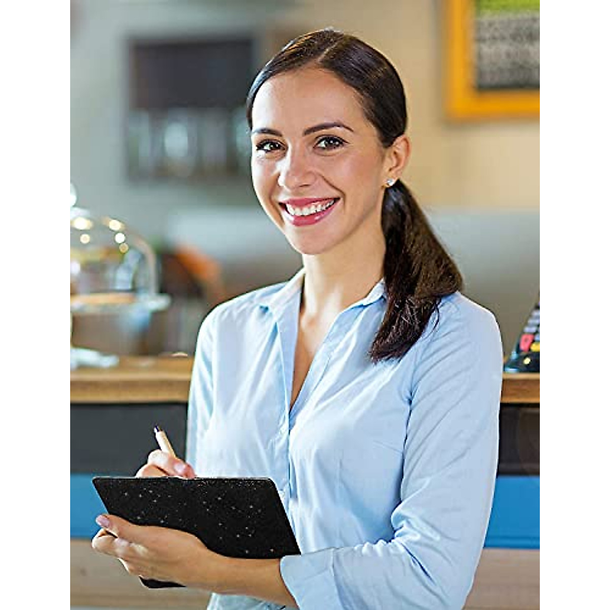 Server Books for Waitress - Leather Waiter Book Server Wallet Cute Waitress Book&Waitstaff Organizer, Waitress Book with Money Pocket&Magnetic Closure Fit Server Apron, Glitter Black