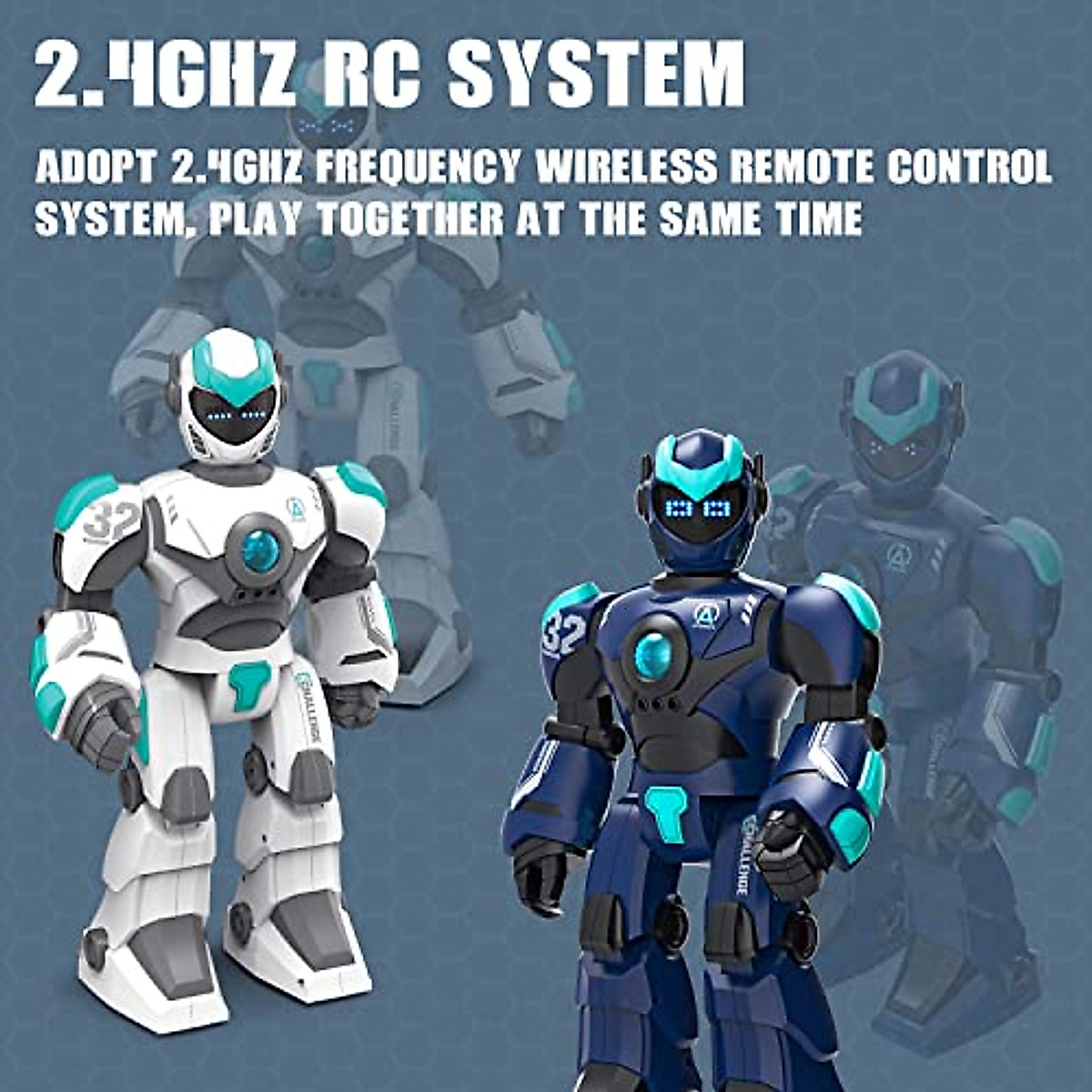 STEMTRON RC Robot Toy, Smart Robot 2.4GHz Intelligent Voice Controlled Robot Gesture Sensing Remote Control Robot for Kids Age 6 7 8 9 10 12 Year Old Boys Girls Birthday Gift Present (Blue)