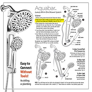 AquaDance High-Pressure 48-Mode 3-Way Shower Spa Combo with Adjustable 18-Inch Extension Arm, Brushed Nickel
