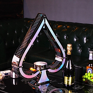 Lvrunben 7-Color Ace of Spades Champagne Bottle Presenter, Glowing Wine Bottle Display, LED Lighted Liquor Bottle Display Shelf for Commercial Home Bar Party Nightclub 20.86’’ High(7-Color)