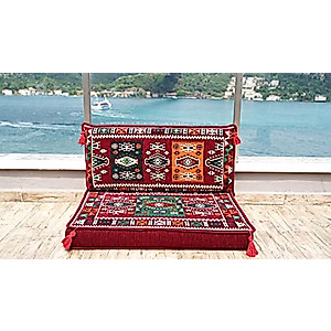 Authentic Arabic Majlis, Daybed Sofa, Arabic Floor Couch, Reading Loveseats, 8" Thickness Floor Seating Set, Moroccan Cushion