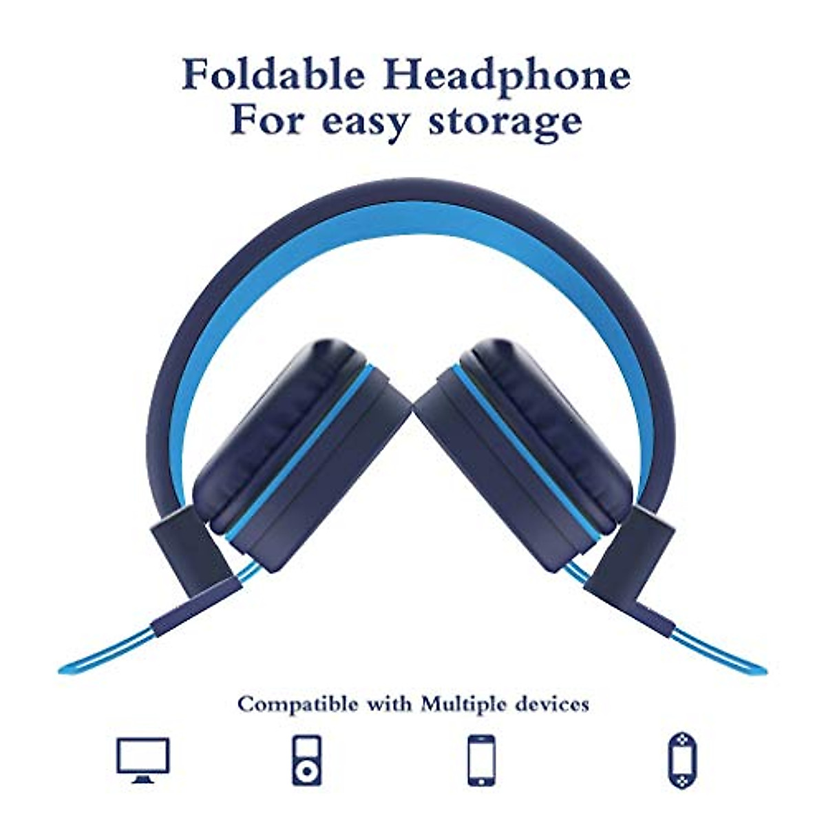 ELECDER i37 Kids Headphones Children Girls Boys Teens Foldable Adjustable On Ear Headphones 3.5mm Jack Compatible Cellphones Computer MP3/4 Kindle School Tablet Blue/Light Blue