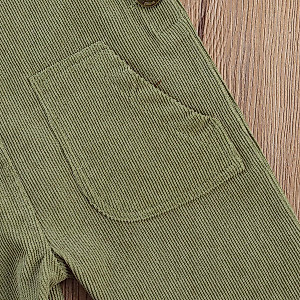 YOKJZJD Newborn Infant Baby Boy Girl Fall Winter Suspender Pants Overalls Corduroy Bib Pants Trousers with Pockets (Green, 12-18Months)