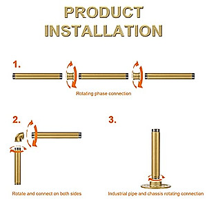 Ihomepark Industrial Gold Pipe Clothing Rack, Wall Ceiling Mounted Clothes Garment Rack 30'', Iron Golden Pipe Clothes Hanging Bar, Heavy Duty Metal Rod for Retail Display Closet Storage