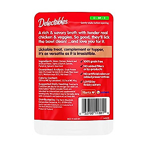 Hartz Delectables Savory Broths Chicken & Veggies Lickable Wet Cat Treats, 12 Count