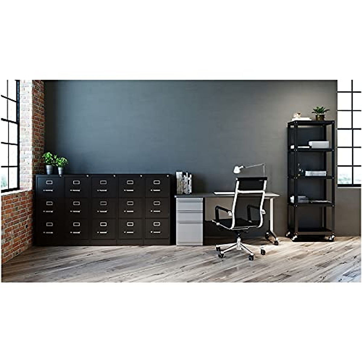 UrbanPro 22-in Deep 3 Drawer - Letter Width - Vertical Metal File Cabinet - Black - Commercial Grade - Fully Assembled