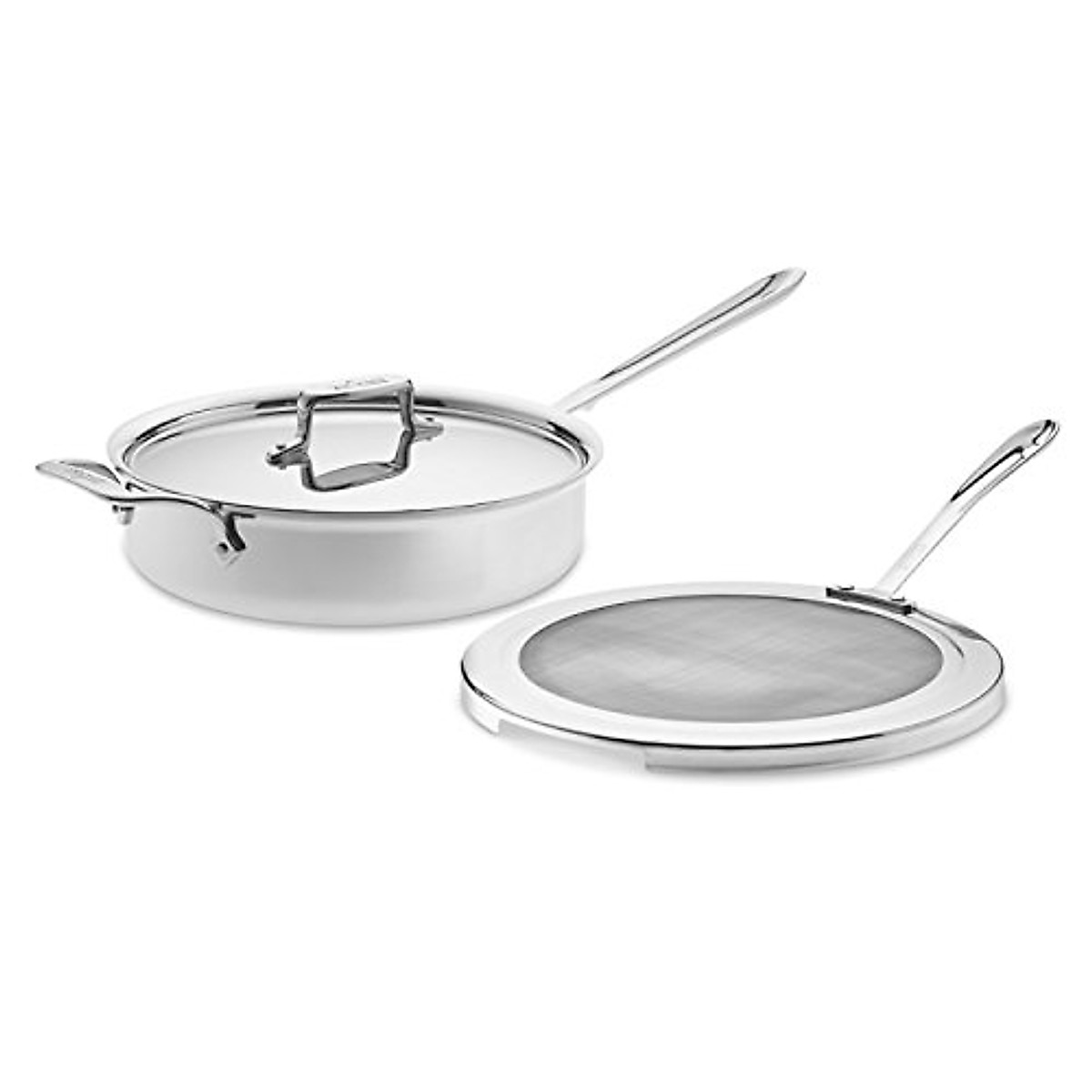 All-Clad d5 Stainless-Steel 4-Qt. Deep Sauté Pan with Splatter Screen-