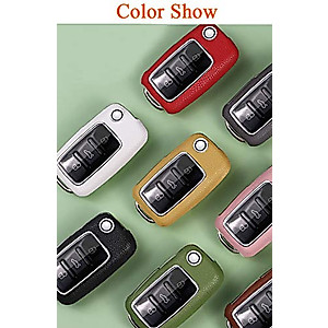 SANRILY Flip Key Fob Cover for Volkswagen Jetta Passat Golf Beetle GTI Polo for Touran Keyless Remote Key Case ABS Plastic Leather Key Protective Shell with Keychain Pink