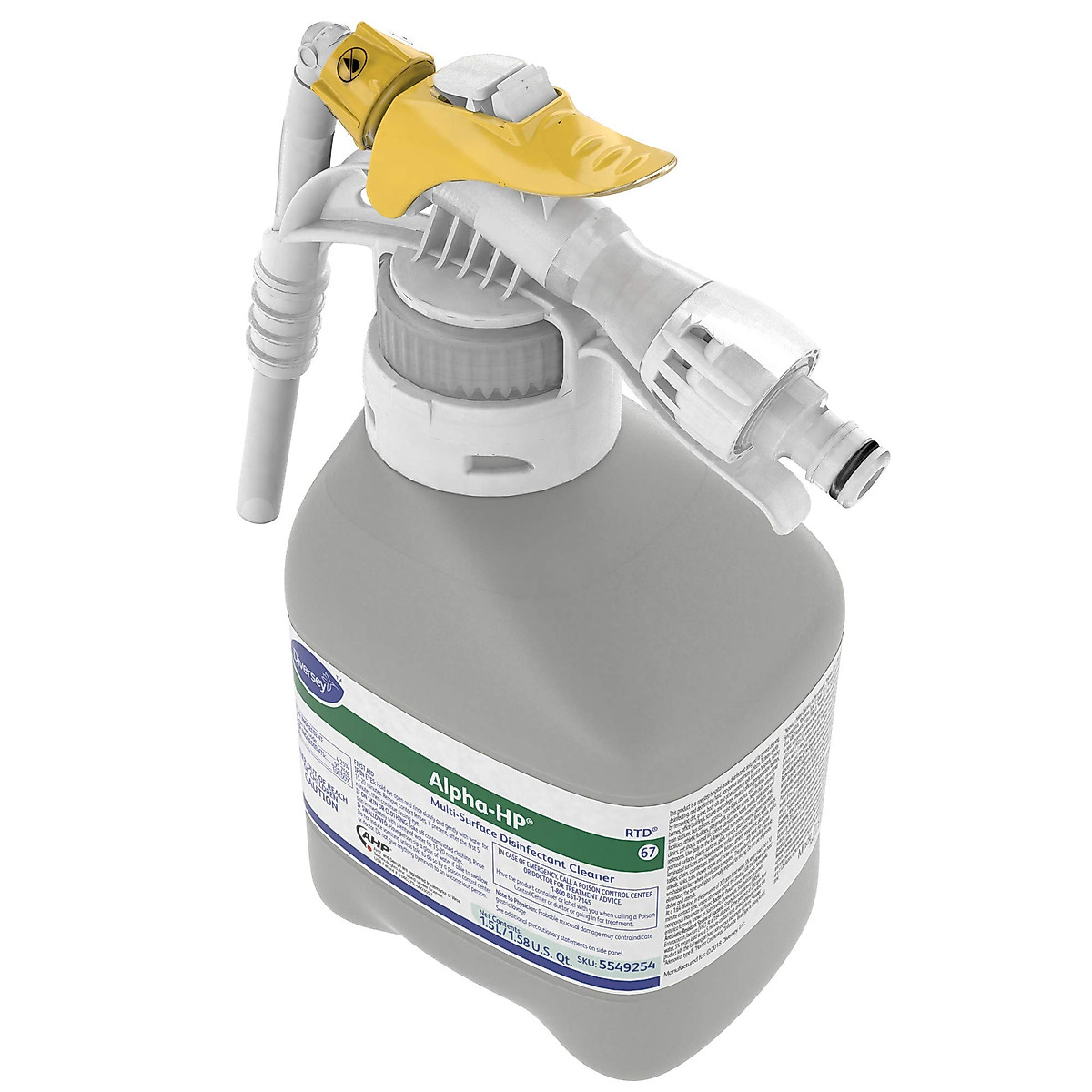 Diversey 5549254 Alpha-HP Multi-Surface Disinfectant Cleaner, Bactericidal & Virucidal Hydrogen Peroxide, Concentrate, Ready-to-Dispense (RTD), 1.5-Liter (Pack of 2)