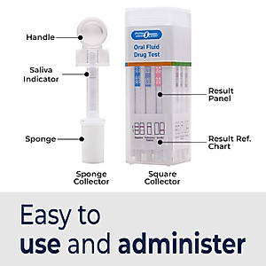 Prime Screen [25 Pack] 10 Panel Saliva Oral Fluid Test Kit, E&I Exempt for Employment Workplace and Insurance Use (AMP, BAR, COC, MDMA, MET, MTD, OPI, OXY, PCP, THC) - QODOA-10106