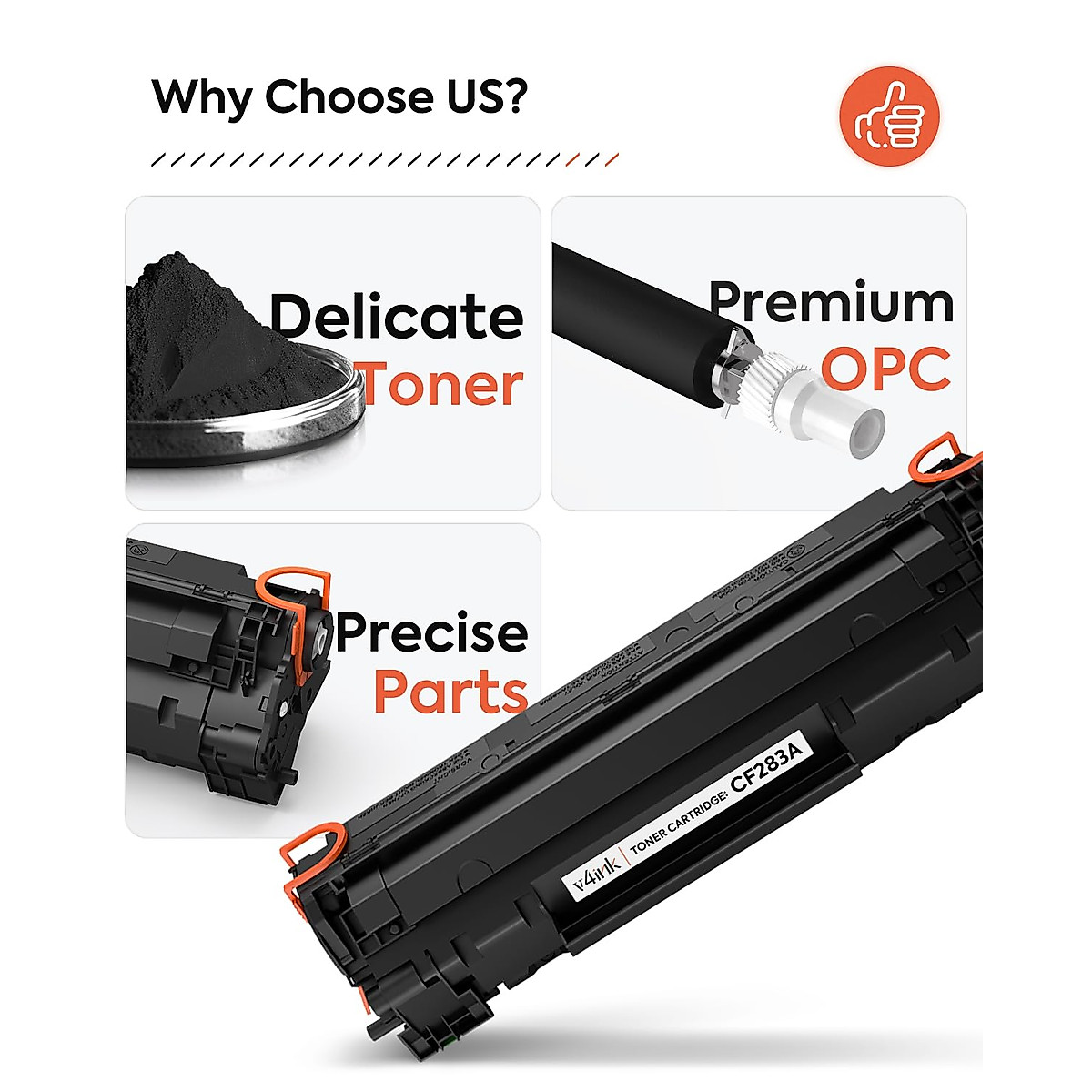 v4ink Compatible CF283A Toner Cartridge Replacement for HP 83A CF283A for use in MFP M127fw M127fn M125nw M201dw M201n M225dn M225dw M125a Series Printer (Black, 4 Pack)