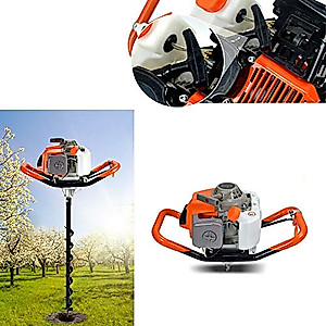 TFCFL 71CC Heavy Duty Gas Powered Post Hole Digger with 3pcs Earth Auger Drill Bits (4"/6"/8" Bits) and 12'' Extention Bar（Products Will be Delivered in Two Packages) (71CC)
