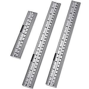 Gimars 3 Pcs Nonslip Unique Measure on Both Ends Design 6 +12 inch Stainless Steel Metal Ruler Kit, Easy to Read Inch&mm&cm Directly, More Polished Edge for School, Office, Architect, Engineers, Craft