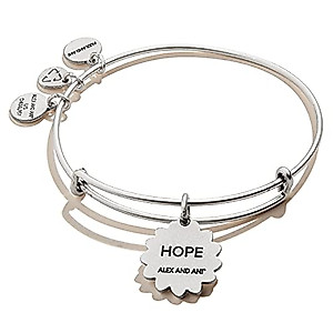 Alex and Ani Expandable Bangle for Women, Daisy Charm, Pineapple Jasper Gemstone, Rafaelian Silver Finish, 2 to 3.5 in