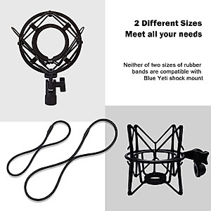 Boseen Universal Elastic Bands Replacement, Anti-aging Rubber Ring for Microphone Shock Mount Holder Clamp Clip, Set of 4 (Black)